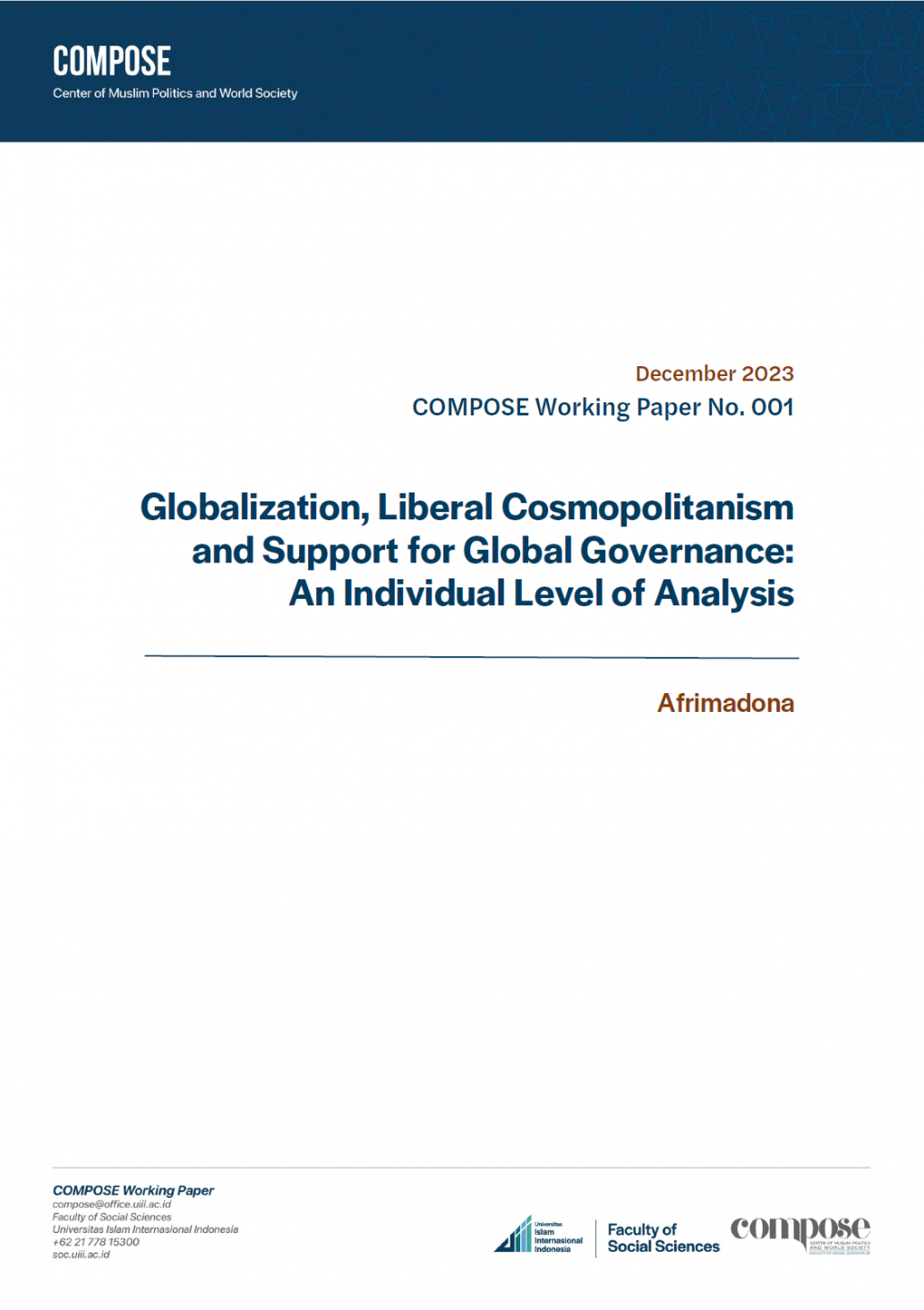 Globalization, Liberal Cosmopolitanism and Support for Global ...